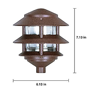 NUVO SF76/632 One 2 Louver Hood Outdoor Pagoda Landscape Pathway Light, 2 Tier-Small, Old Bronze