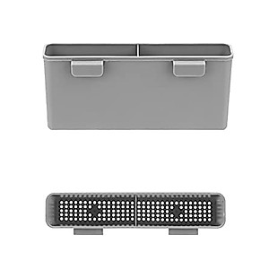 SANNO Plastic Black Utensil Silverware Storage Holder Caddy,Fit Kitchen Sink Drying Rack, Microfiber Dish Mat, Dish Drying Mat (Gray)