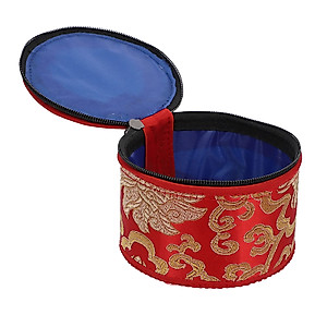 Brocade Cushion Carry Bag Singing Bowl Case Storage Bag: Singing Bowl Carry Case Bag Zippered Tibetan Sound Bowl Cover Container for Buddhist Meditation Bowl 16CM Cushion Meditation Bowl