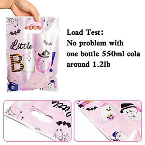 Haooryx 100Pcs Little Boo Party Favor Bags, Pink Little Boo Theme Plastic Candy Gift Bag Birthday Gift Warp Goodie Treat Bags for Halloween Party Kids Theme Birthday Baby Shower Party Favors Supplies