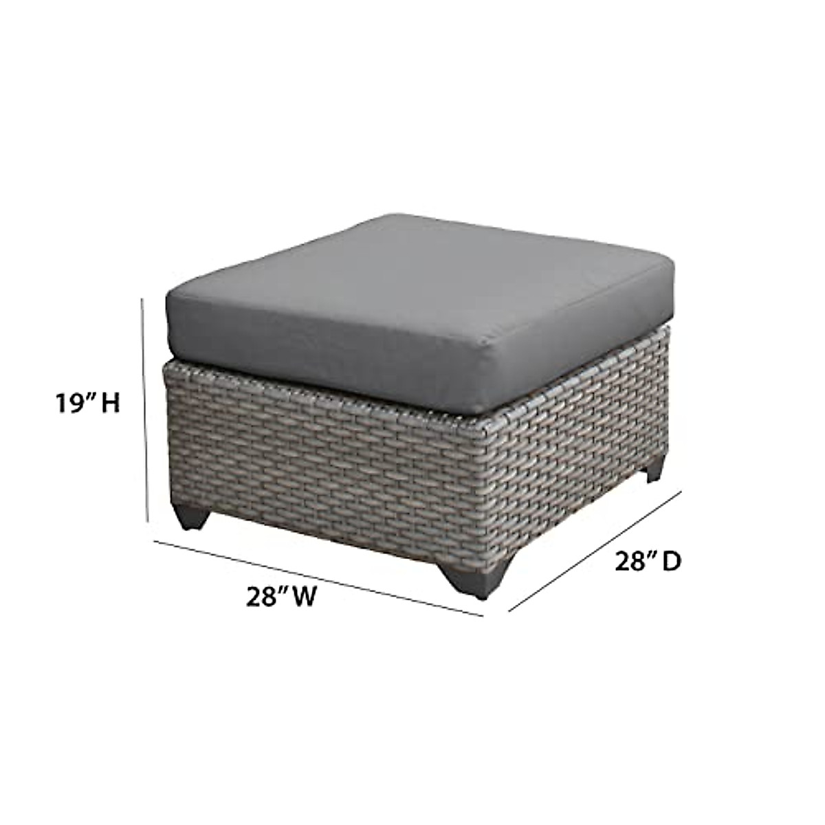 TK Classics Florence 7 Piece Outdoor Wicker Patio Furniture Set, Navy