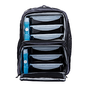 Evolutionize EDC Meal Prep Backpack Full Meal Management System - Holds 6 Meals - Includes Portion Control Meal Prep Containers + Ice Pack (BACKPACK - 6 Meal, Grey (Waxed Canvas))