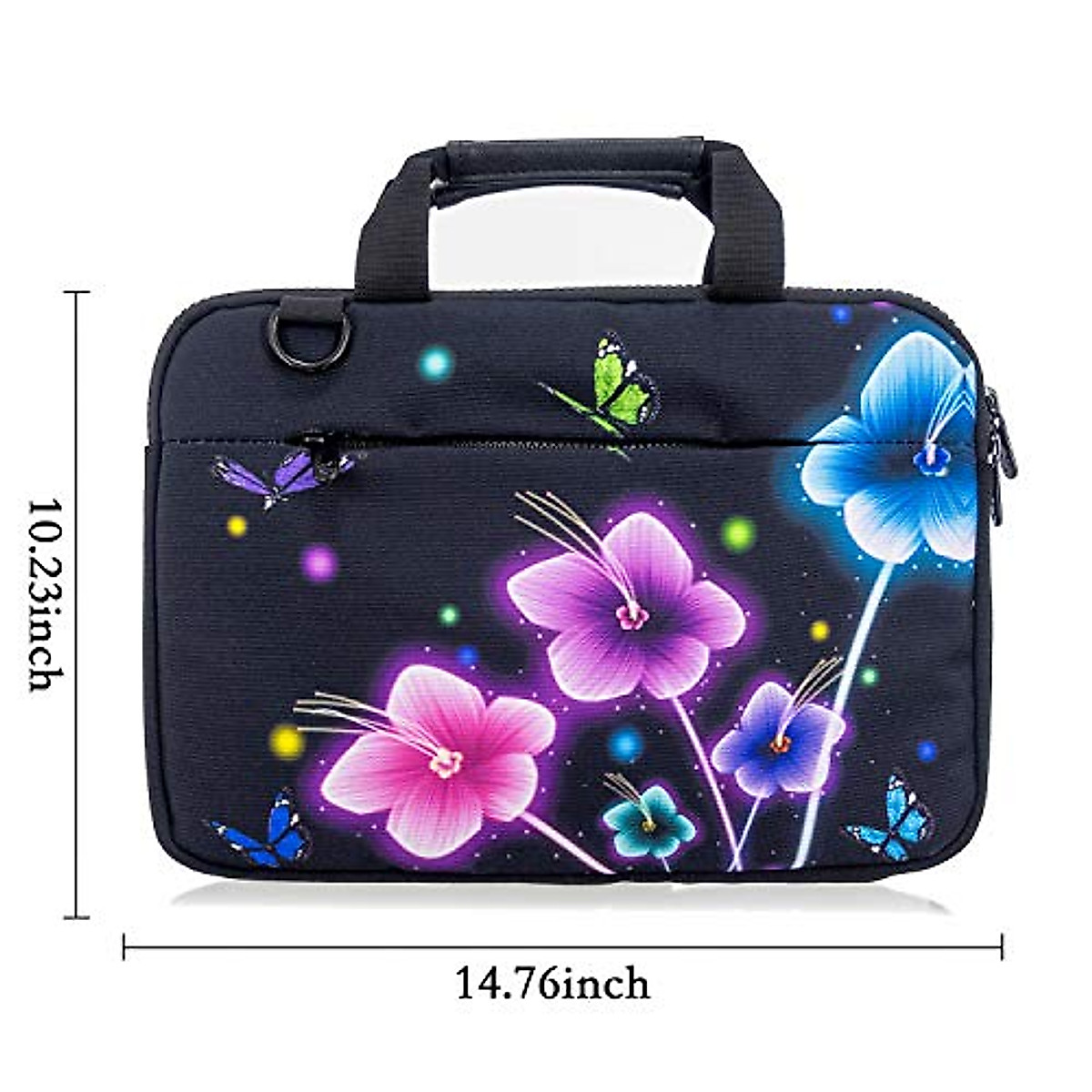 RICHEN Canvas Laptop Shoulder Bag Compatible with 11.6/12/12.9/13 Inches Netbook,Protective Carrying Handbag Case Cover with Side Handle (11-13 inch, Flowers)