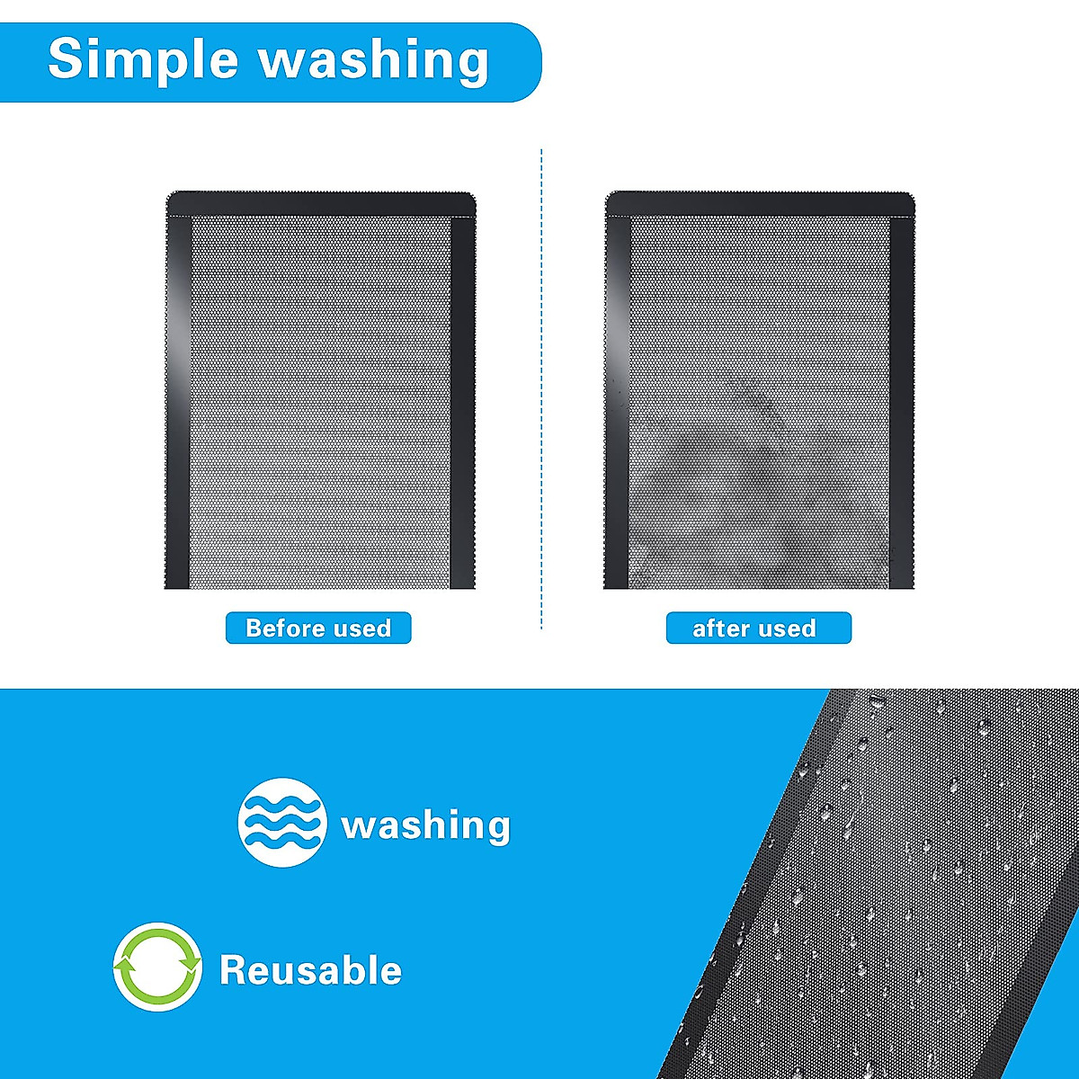 4 Pieces 240 x 120 mm Magnetic Frame PC Cooler Filter, PC Fan Dust Filter Magnetic Frame, Dustproof PVC Cover Computer Fan Grills, Dust Filter for Computer Cooler Fan (Black)