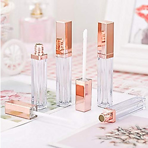 NATUWORLD 6PCS 5ml/0.17oz Empty Lip Gloss Tubes Containers with Brush Applicator and Rose Gold Lid Lip Balm Bottle Pipe Containers for DIY Lipstick Samples Lip Oil