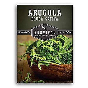 Survival Garden Seeds - Arugula Seed for Planting - Packet with Instructions to Plant and Grow Garden Rocket Green Leafy Vegetables in Your Home Vegetable Garden - Non-GMO Heirloom Variety - 1 Pack