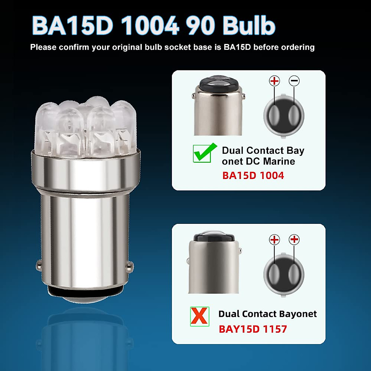 Keiurot BA15D 90 1004 Led Bulb for Boat Navigation Lights Anchor Light Stern Light, Boat Lights Bow and Stern, Marine Navigation Lights for Boats Led White DC 12V, 4Pack