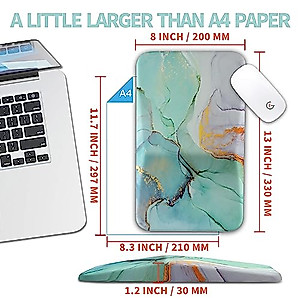 KUOSGM Large Ergonomic Mouse Pad Wrist Support, Carpal Tunnel Pain Relief Mousepad Wrist Rest, Wrist Pad for Mouse with Gel Memory Foam for Computer & Wireless Mouse(Green Gold Marble, 13x8 inch)