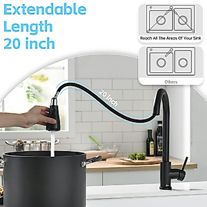 APPASO Black Kitchen Faucet with Soap Dispenser, Modern RV Kitchen Sink Faucet with Pull Down Sprayer 3 Modes, Solid Stainless Steel Faucet Kitchen Matte Black for Bar Sink, High Arc & Single Handle