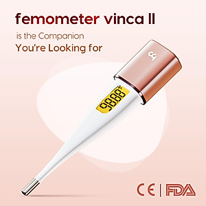 Femometer Smart Basal Thermometer, Intelligent BBT Thermometer with Bluetooth and Backlight, Fertility Monitor Period Tracker, Sync with Femometer APP, Gold