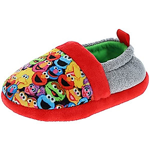 Sesame Street Toddler Slippers, Allover Character Print, Red/Grey, Size 9/10