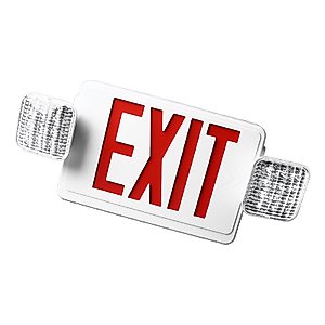 Led Exit Signs With Emergency Lights, Red Emergency Signage AC85 to 265V Emergency Exit Sign With 2 Emergency Light for Schools, Churches, Hospitals
