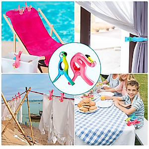 8 Pcs Beach Towel Clips for Towels Beach Chairs Flamingo Parrot Towel Clips Heavy Duty Towel Holders Portable Towel Clips Jumbo Size Towel Pin for Pool Beach Cruise Ship(Pink, Blue,Flamingo, Parrot)