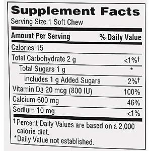 Caltrate Soft Chews 600 Plus D3 Calcium Vitamin D Supplement, Chocolate Truffle - 60 Count