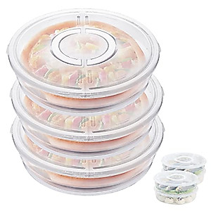 Ternual Multipurpose Pie Carrier with Lid and Handle Egg Container Holds Pies 30 Eggs 12/3.5 Inches Suitable for Cheese Cake, Corn Pie, Fruit White Clear Visible