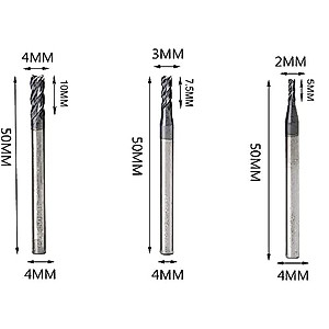 CNC End Mill Set, Carbide Tungsten Steel 4 Fultes Milling Cutter, Router Bits Rotary Bits Tool Straight Shank 2-12mm 8pcs