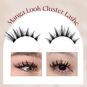 Goddvenus Individual Lashes 105pcs Anime Lashes Extension Manga Lash Clusters Wispy Eyelash Extension D Curl Eyelash Clusters Fluffy DIY Lash Extensions 14-16-18 Mixed Length