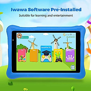 dxmart 32GB,Kids Tablet 8 inch Android 10.0 2GB RAM Quad Core 1280×800 IPS Display Parental Control Kids App Pre-Installed GMS Dual Cameras Kid-Proof Case YouTube Neflix (Blue)