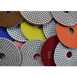 Konfor 5 Inch Wet Diamond Polishing Pads - 7 Piece Set for Marble Granite Concrete Countertop Glass Engineered Stone