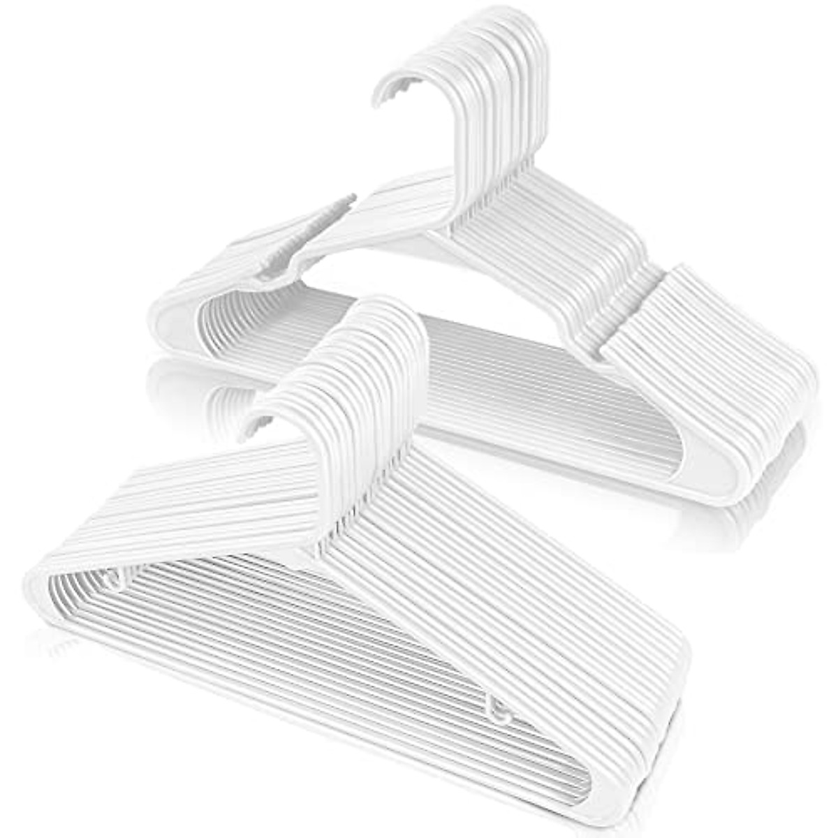 Utopia Home Plastic Hangers 100 Pack - Hangers 50 Pack with Shoulder Grooves & Hangers 50 Pack with Hooks - White Clothes Hangers