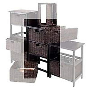 Contemporary Home Living 28.50” Black Storage Rack with Three Foldable Baskets