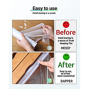 ECOGREDA Plastic Wrap Dispenser with Cutter,Bamboo Tin Foil Organizer for Drawer Cabinet, Suitable for Aluminum Foil Organization and Storage and Parchment Paper(2 in 1)