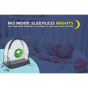 Mumzei Baby Crib Tent to Keep Baby from Climbing Out - Pop Up Safety Crib Net to Keep Baby in - Crib Mosquito Net – See Through Premium Mesh Cover - Grey