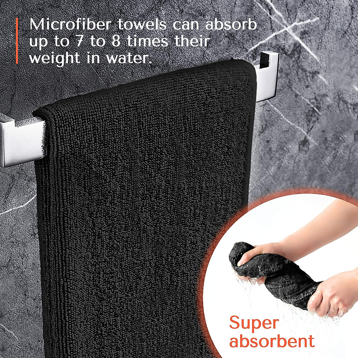 TASALON Microfiber Hair Towel - 10 Pack - Salon Towels - Quick Dry Microfiber Towels - 29 x 16 Inches Ultra-Soft Microfiber Towel for Hair, Facial Towels with Soft Absorbant - Black