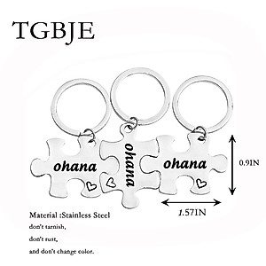 TGBJE Ohana Puzzle keychain set Ohana Means Family Keychain for Best Friend,Family (3 ohana set)