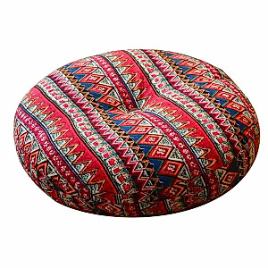 Layboo Modern Home Decor Multicolor Removable and Washable Cotton Cushion/Yoga by Hand Cushion 17" Round Ethnic Flavor Thickened Cotton Ties Seat Cushion (red)