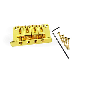 4-string Gold Hard-tail Bridge for Cigar Box Guitars Electric Ukulele & More