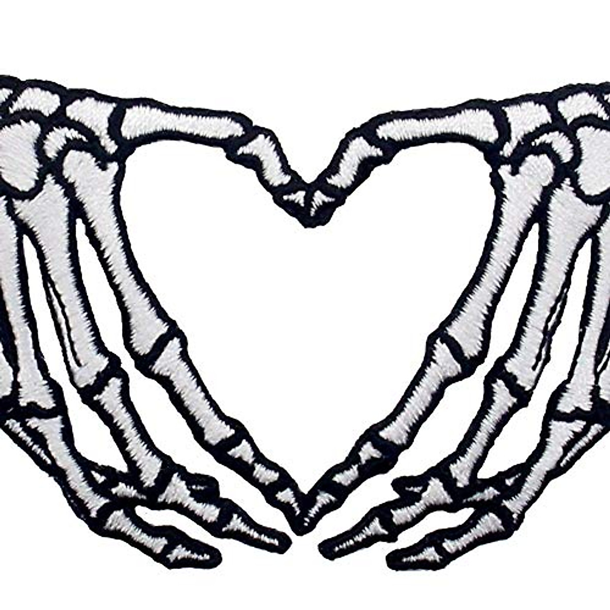 ZEGINs Skeleton Heart Hands Patch Embroidered Applique Iron On Sew On Emblem