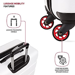SwissGear 7366 Hardside Expandable Luggage with Spinner Wheels, White, Checked-Medium 23-Inch