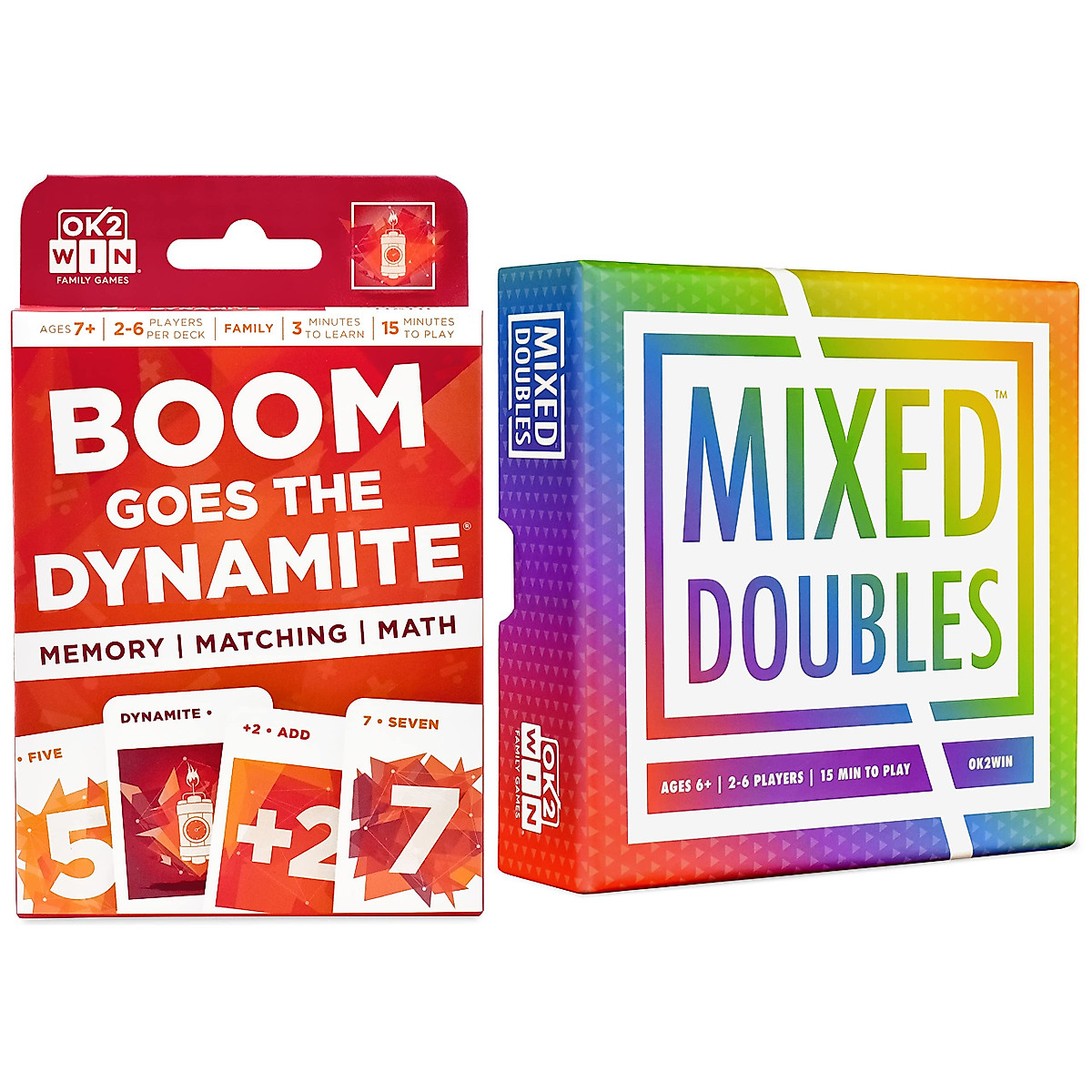 Ok2Win Boom GOES The Dynamite Math Card Game and Mixed Doubles Dice Game - Fast-Paced Fun for The Whole Family - Ages 7+
