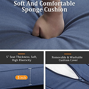 Kiss the Water Outdoor Loveseat, All-Weather Metal Aluminum Outdoor Patio Furniture Sofa with 5" Thick and Soft Cushion, Deep Seating Outdoor Couch for Balcony, Porch, Backyard