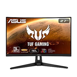 ASUS TUF Gaming VG27VH1B 27” Curved Monitor, 1080P Full HD, 165Hz (Supports 144Hz), Extreme Low Motion Blur, Adaptive-sync, FreeSync Premium, 1ms, Eye Care, HDMI D-Sub (Renewed)