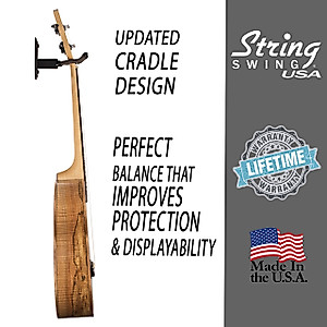 String Swing Ukulele Wall Mount Stand for Mandolin Ukele Banjo Concert Pineapple Soprano Tenor and Baritone Compatible Safety Home or Studio Accessories without Case Black CC11UK