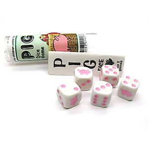 Koplow Games Pig Dice Game 5 Dice Set with Travel Tube and Instructions