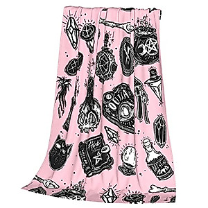 BLUBLU Witchy Witch Blanket Flannel Throw Blanket Flannel 50"x40" for Men Women Kids Gifts