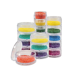 The Beadsmith – Stack Jar 4-Piece Assortment – 2 x 4 Stack, 1 x 5 Stack, 1 x 6 Stack, Pill containers, Empty Pot Jars, refillable Cosmetic containers, Small Plastic Organizers