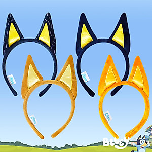 LUV HER Bluey Party Supplies - 4pc Animal Costume Ears Headband, Plush Soft Ears, Elastic Family Headbands for Halloween, Birthday, Play Day