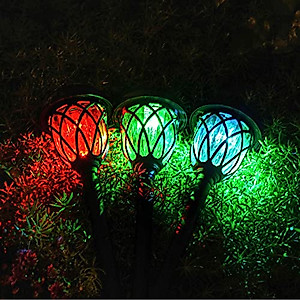 EXCMARK 10 White Lights&10 Colo rchanging Lights. Solar Lights Outdoor Decorative for Garden Pathway Walkway.