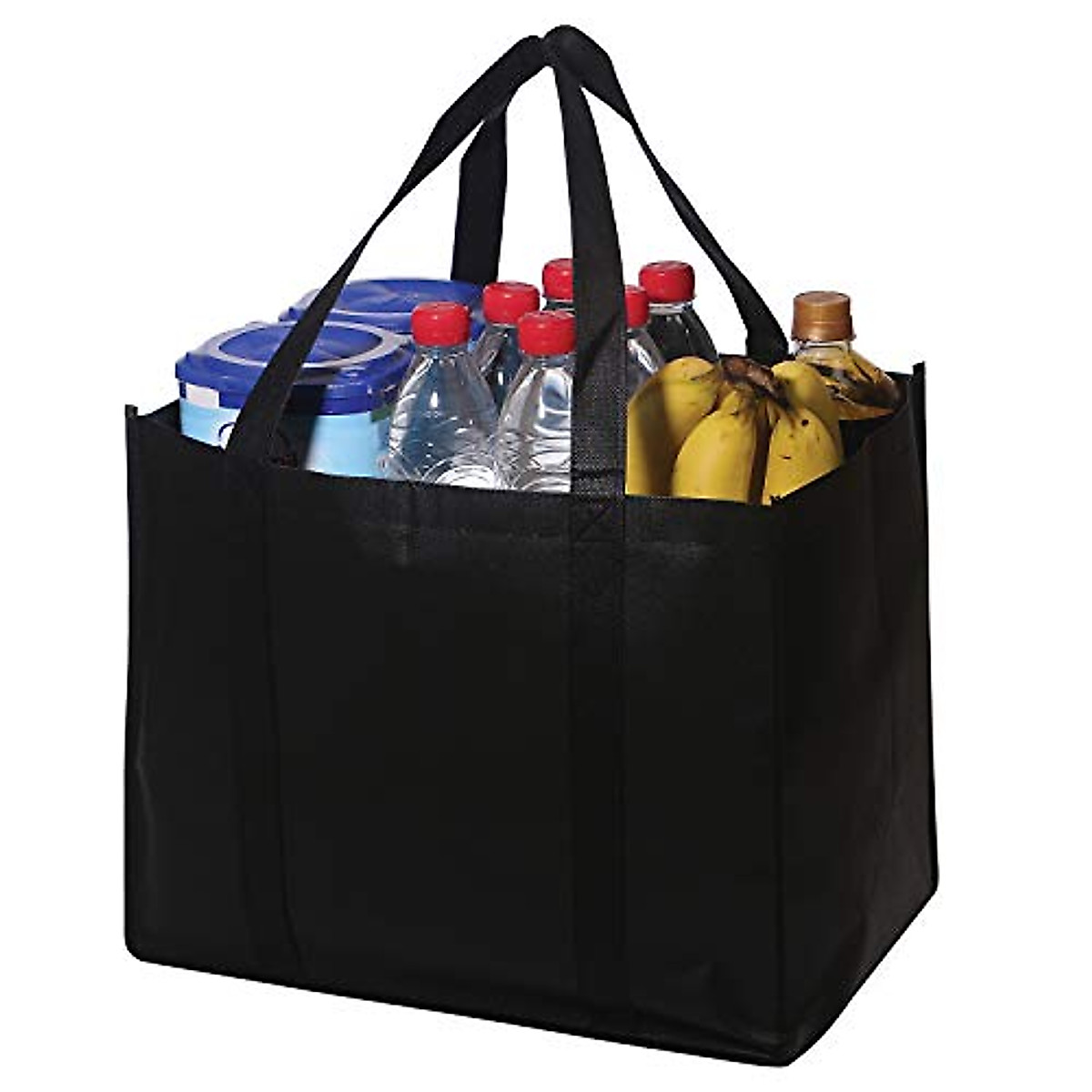 DIOMMELL Set of 10 Reusable Grocery Bags Extra Large Foldable Heavy Duty Shopping Tote Produce Bag with Reinforced Handles, Black