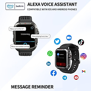 KEEPONFIT Smart Watch with Answer/Make Calls, Metal Frame 1.8" Alexa Built-in Fitness Tracker with IP68 Waterproof/100+ Sports Modes/Heart Rate/SpO2/Stress/Sleep Monitor for Men/Women for iOS/Android