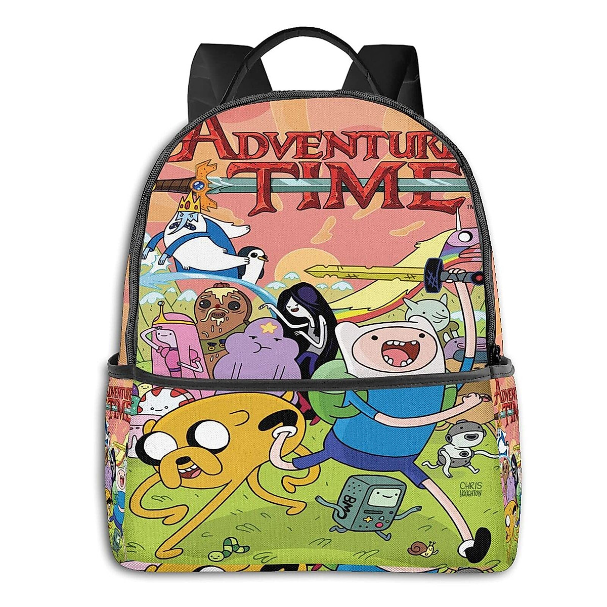 Shanke Adve-Nture Ti-Me Black Backpack, Classic Men's and Women's Backpack with Cartoons.