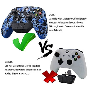 9CDeer 1 Piece of Studded Protective Customize Digital Camo Silicone Cover Skin Sleeve Case 8 Thumb Grips Analog Caps for Xbox One/S/X Controller Blue Compatible with Official Stereo Headset Adapte