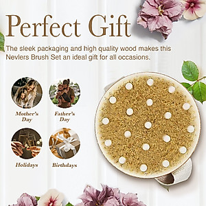 Nevlers Natural Boar Bristle Body Brush Set with Detachable Cellulite Massage Brush and Long Wooden Handle for Dry Brushing Perfect Kit to Exfoliate and Get Rid of Cellulite