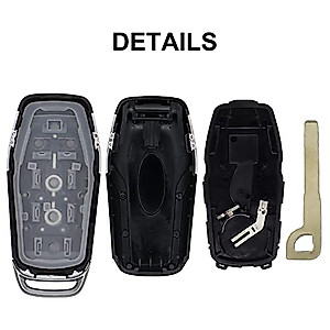 Key Fob Cover Shell Fit for Ford F150 F250 F350 Mustange Fusion Explorer Edge Replacement for 5 Button Smart Key for Proximity Remote