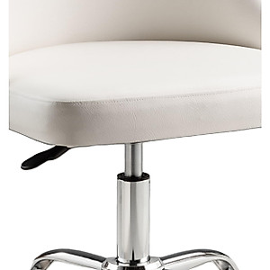 Benjara BM304674 22 in. Yim Faux Leather Adjustable Swivel Office Chair - White Chrome Base & Black