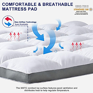 CHUN YI Goose Feather Down Mattress Topper Twin, Fluffy Overfilled Pillow Top Mattress Pad, Plush Ultra Soft Feather Bed Topper with 100% Cotton Cover (39"x75")